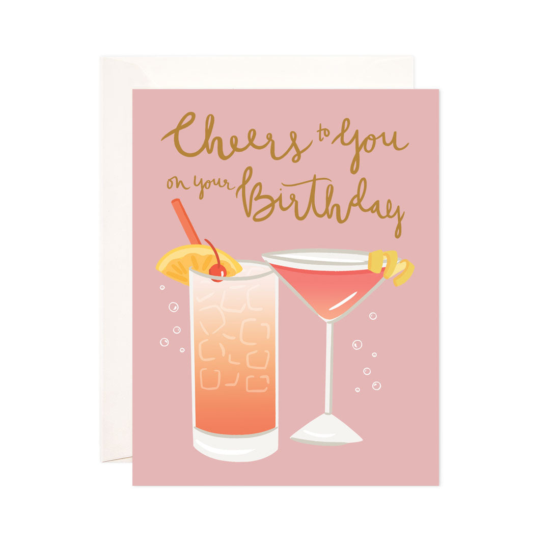 Pink Cheers To You Greeting Card | Bloomwolf Studio